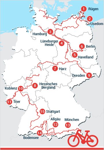Top 15 Radreisen in Deutschland